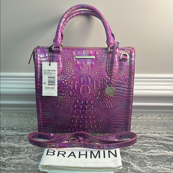 Brahmin | Bags | Brahmin Purple Crocodile Embossed Womens Bag | Poshmark